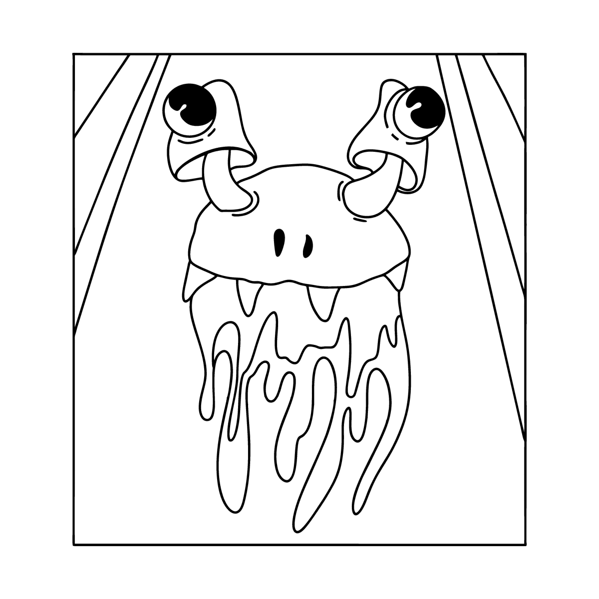 Kreslená tvář monstra omalovánka ♥ Online a Tisk zdarma!