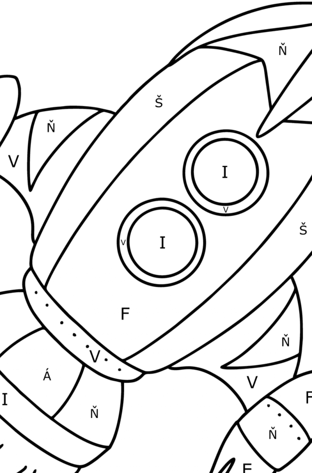 Kreslená raketa omalovánka ♥ Online a Tisk zdarma pro děti!