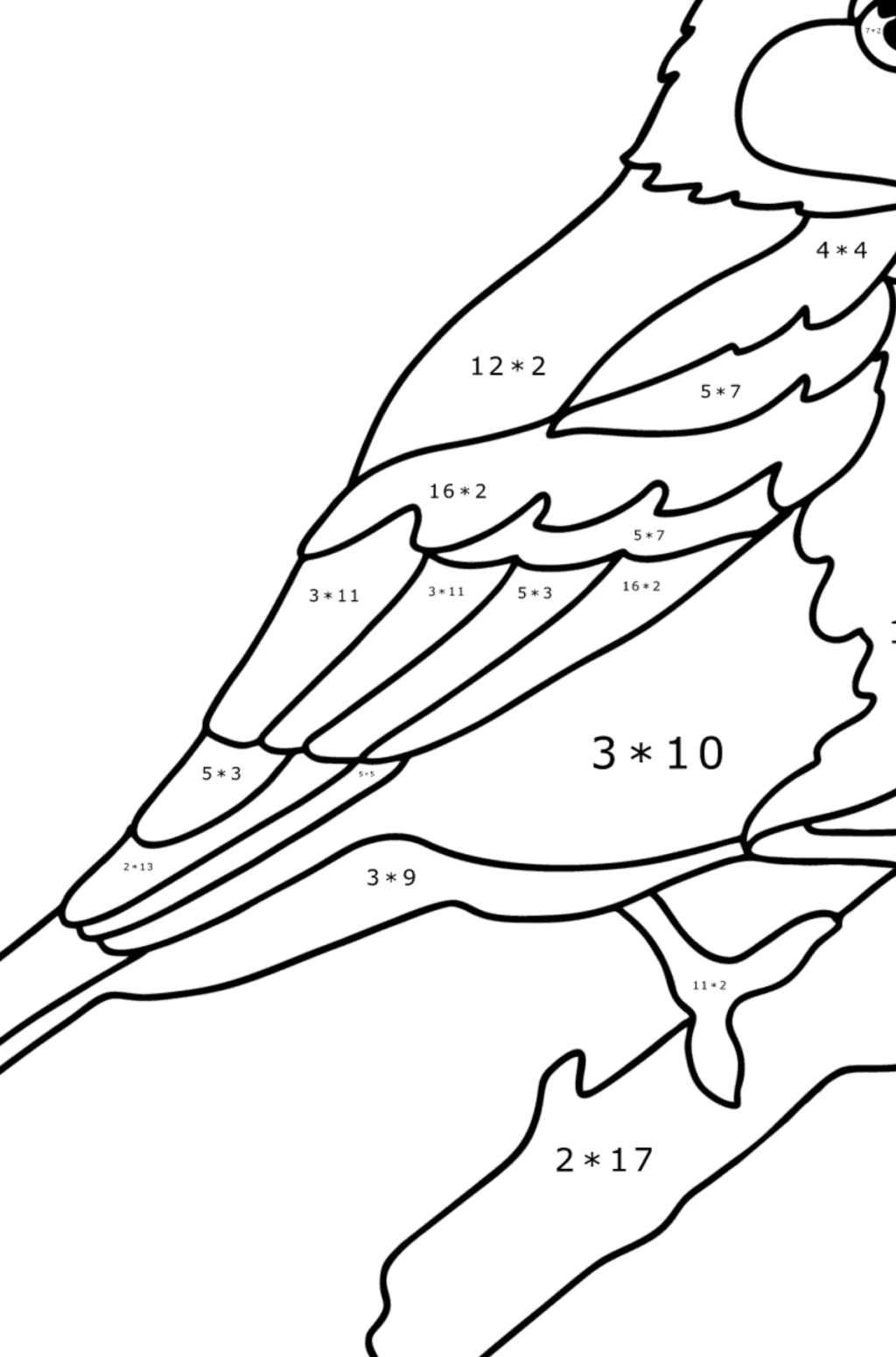 Coloriage Oiseau rouge-gorge ♥ En ligne ou imprimer gratuit