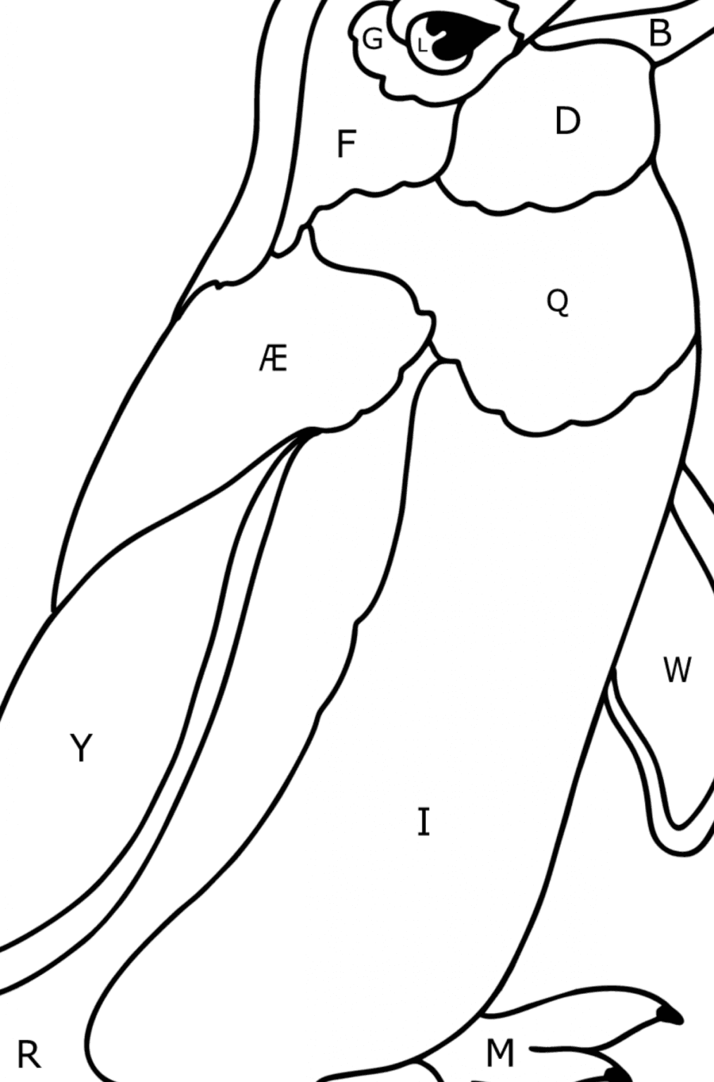 Tegning til farvning Blå pingvin ♥ Online og Print gratis!