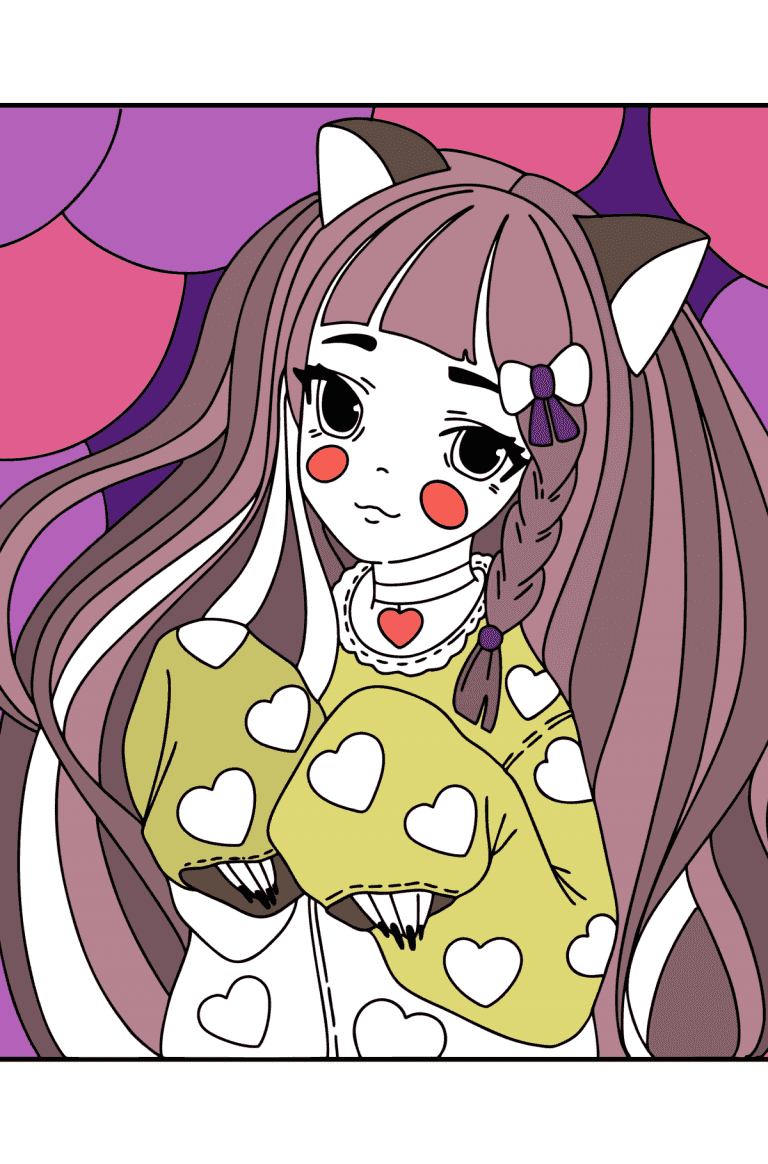 Pretty anime girl coloring page ♥ Online and Print for Free!