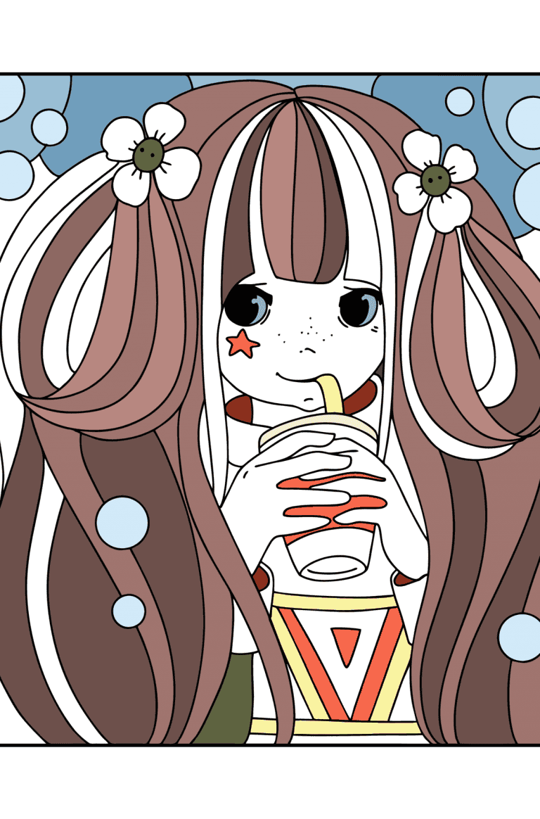 Pretty anime girl coloring page ♥ Online and Print for Free!