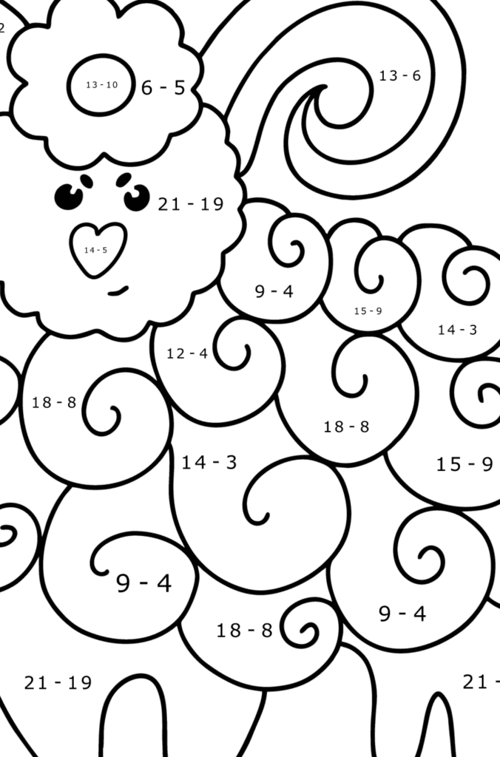 Coloriages Magiques Soustraction - En ligne ou à imprime