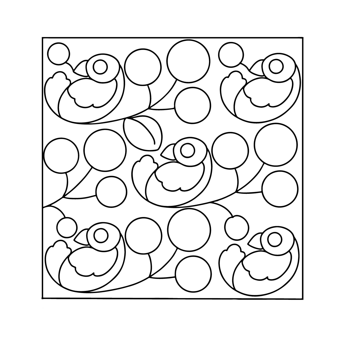 Dibujo para colorear patrón de pájaro ♥ Imprime y en Línea