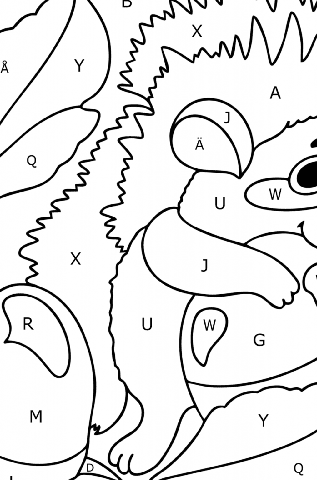 Värityskuva Omena ja siili ♥ Online ja Tulosta Ilmaiseksi!