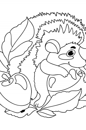 Mewarnai gambar Apel dan landak - Online dan Cetak Gratis!