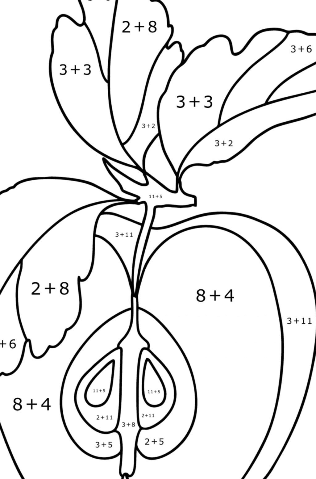 Half an apple сoloring page ♥ Online and Print for Free!