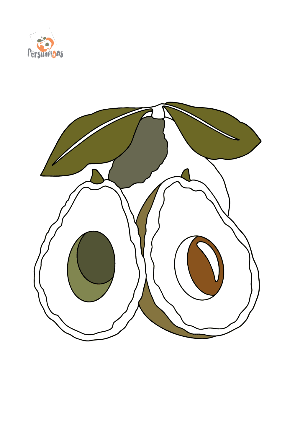 Kolorowanka Awokado na gałęzi | Coloring-for-Kids.com