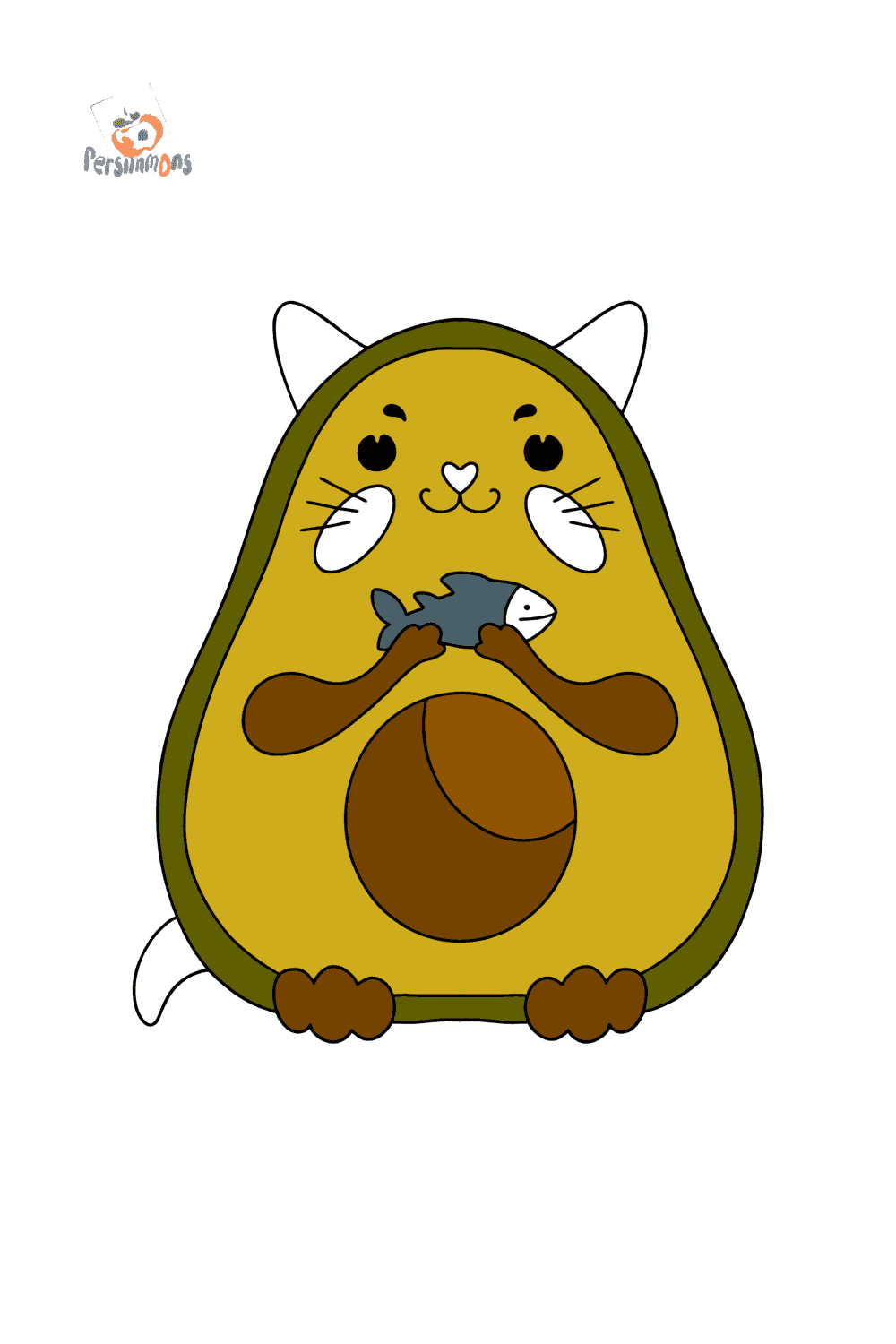 Dibujo Gato aguacate para colorear - Imprime y en Línea