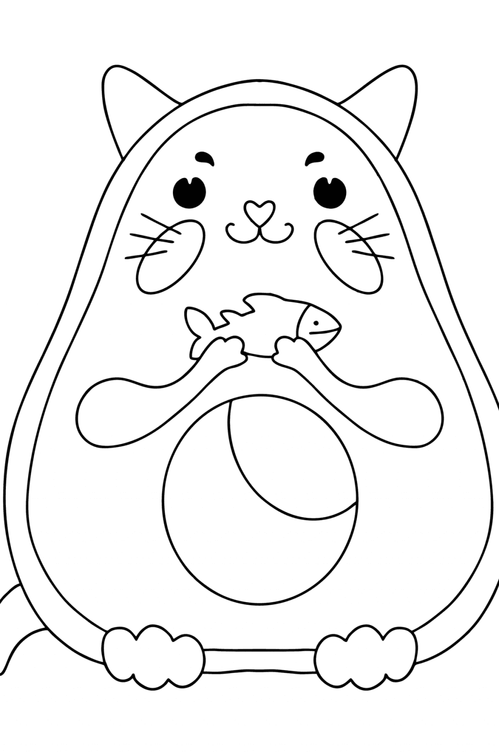 Avocado kat kleurplaat - Online en uitprinten is gratis!