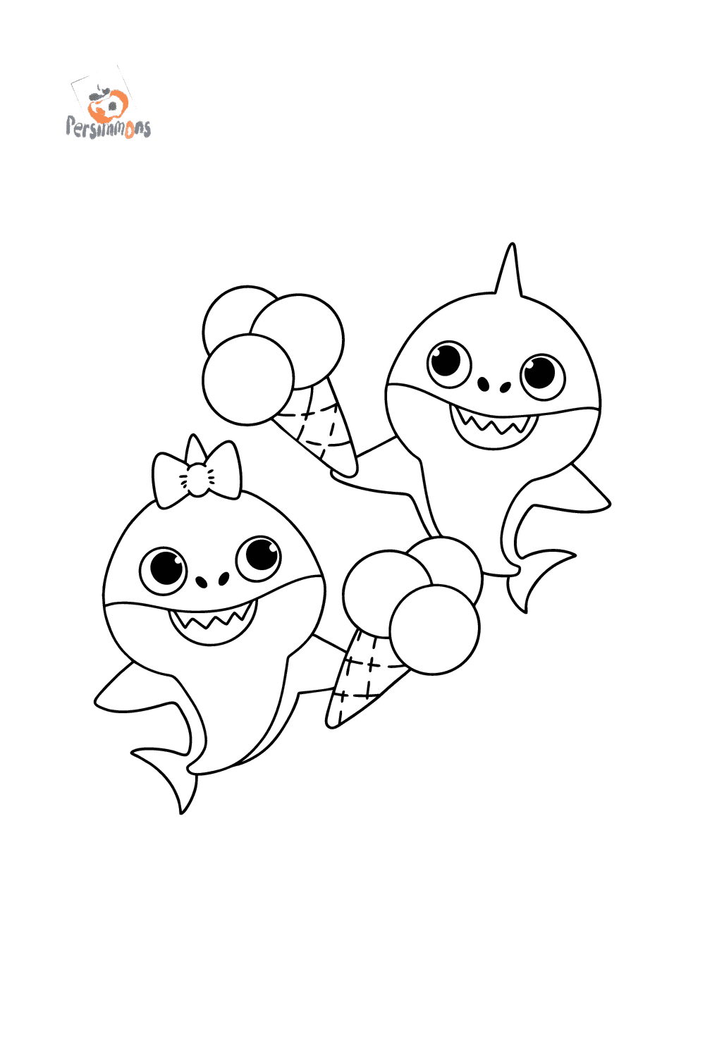 Brother and sister Baby shark coloring page ♥ Online and Print for Free!