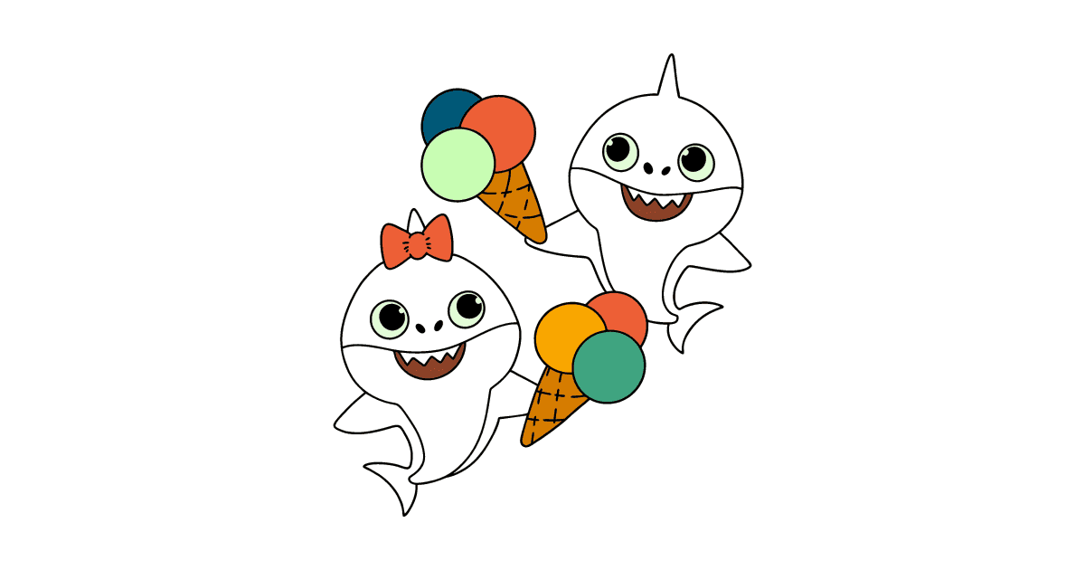 Brother and sister Baby shark coloring page ♥ Online and Print for Free!