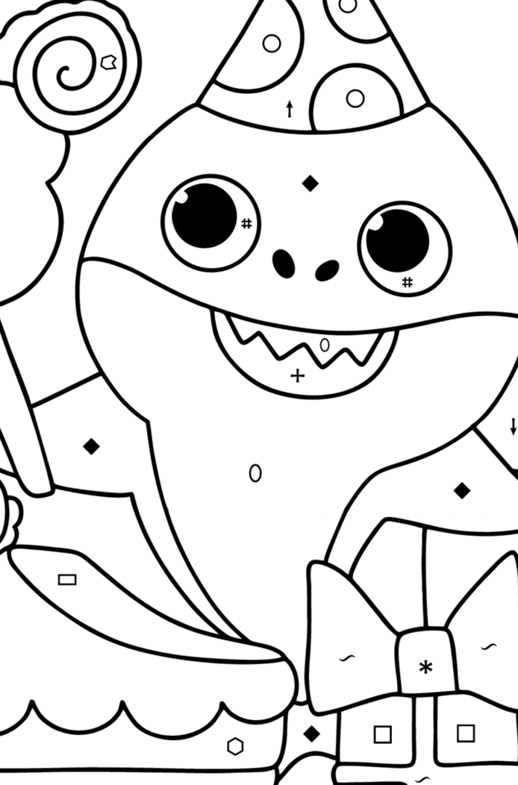 Tårta till Baby Shark målarbild | Coloring-for-Kids.com