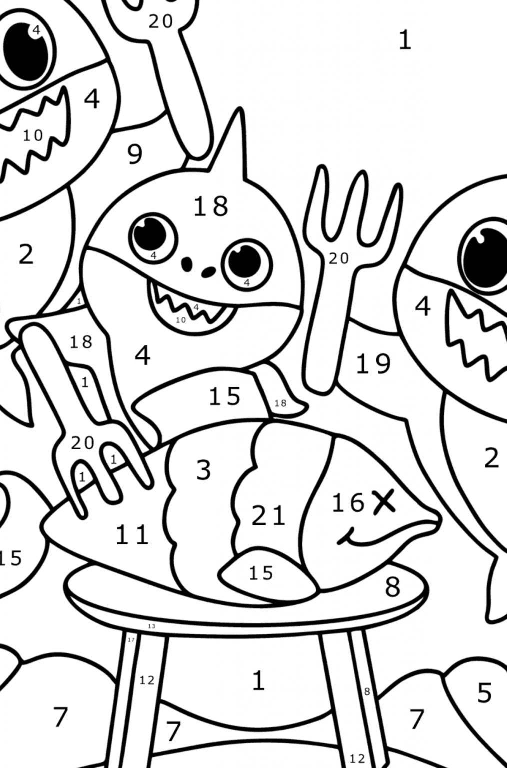 Baby shark Family coloring page ♥ Online and Print for Free!