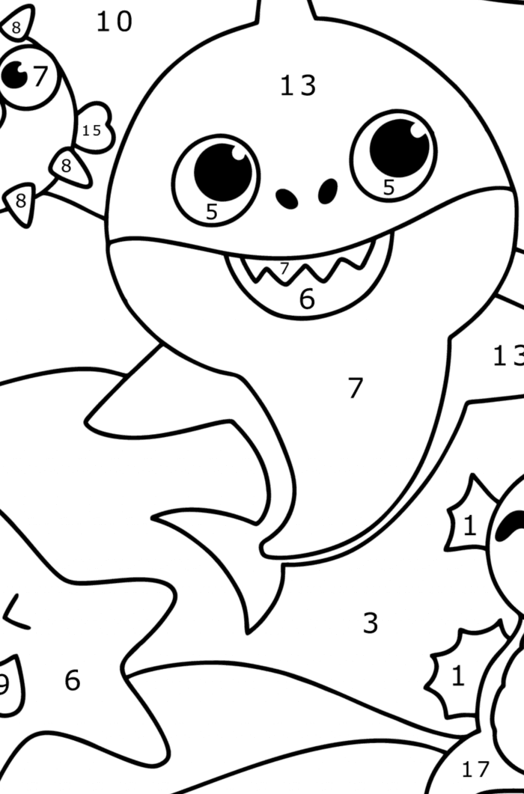 Friends Baby shark coloring page ♥ Online and Print for Free!