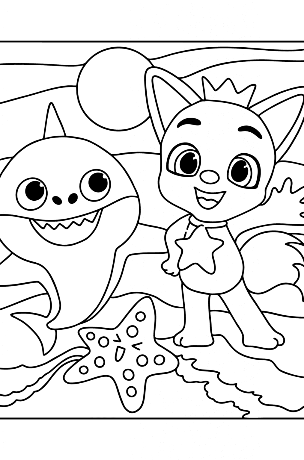 Pinkfong Baby shark colouring page ♥ Online and Print for Free!