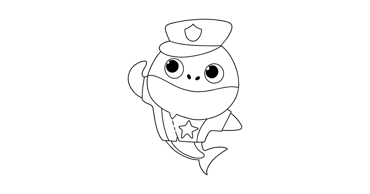 Police officer Baby shark coloring page ♥ Online and Print for Free!