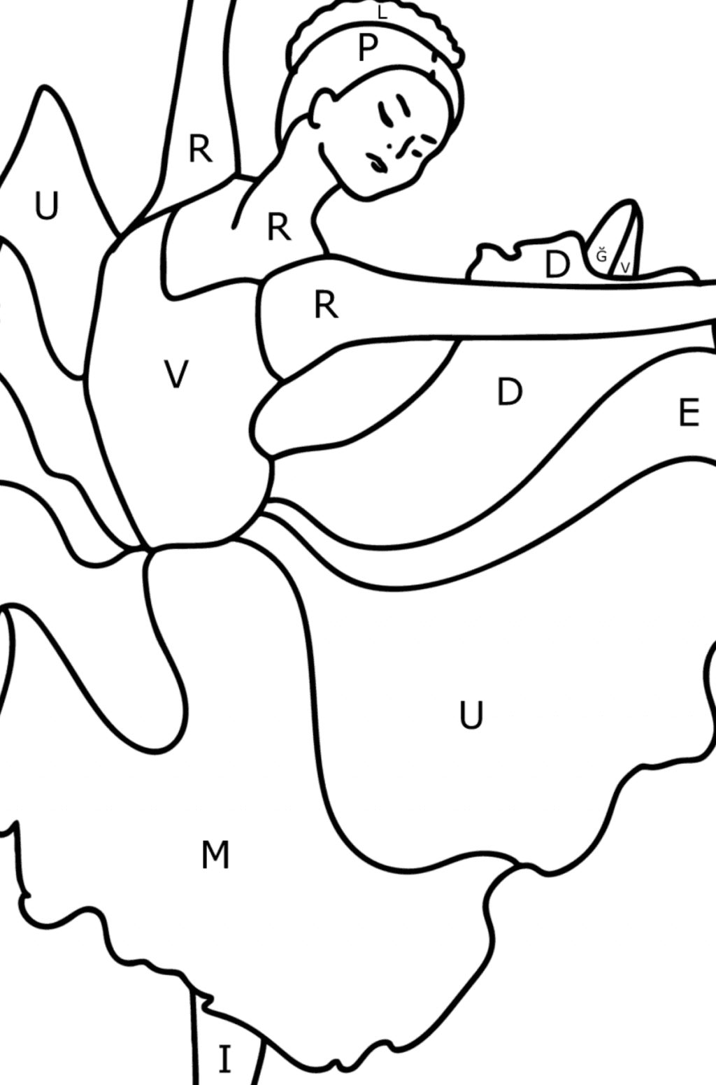 Mavi elbiseli balerin boyama sayfası | Coloring-for-Kids.com