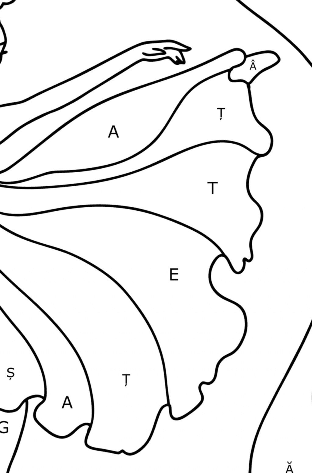 Balerina în rochie roșie desen de colorat - Online și Imprimați!