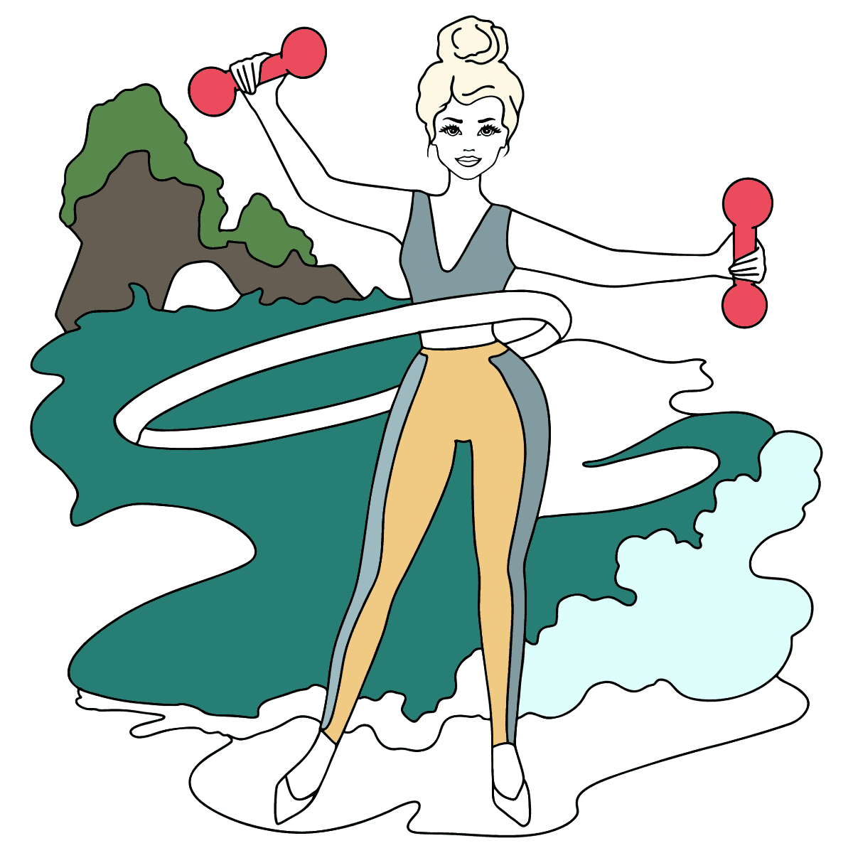 Dibujo de Muñeca Barbie y Deportes para colorear - Imprime y en Línea