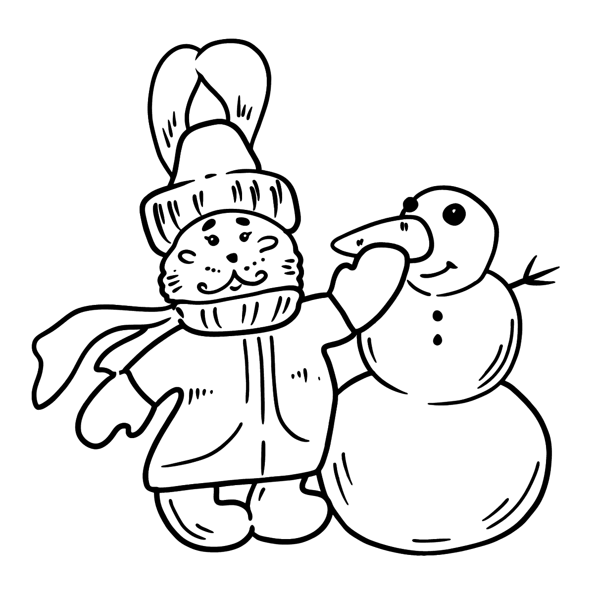 Bunny in Winter coloring page ♥ Print and Online Free!