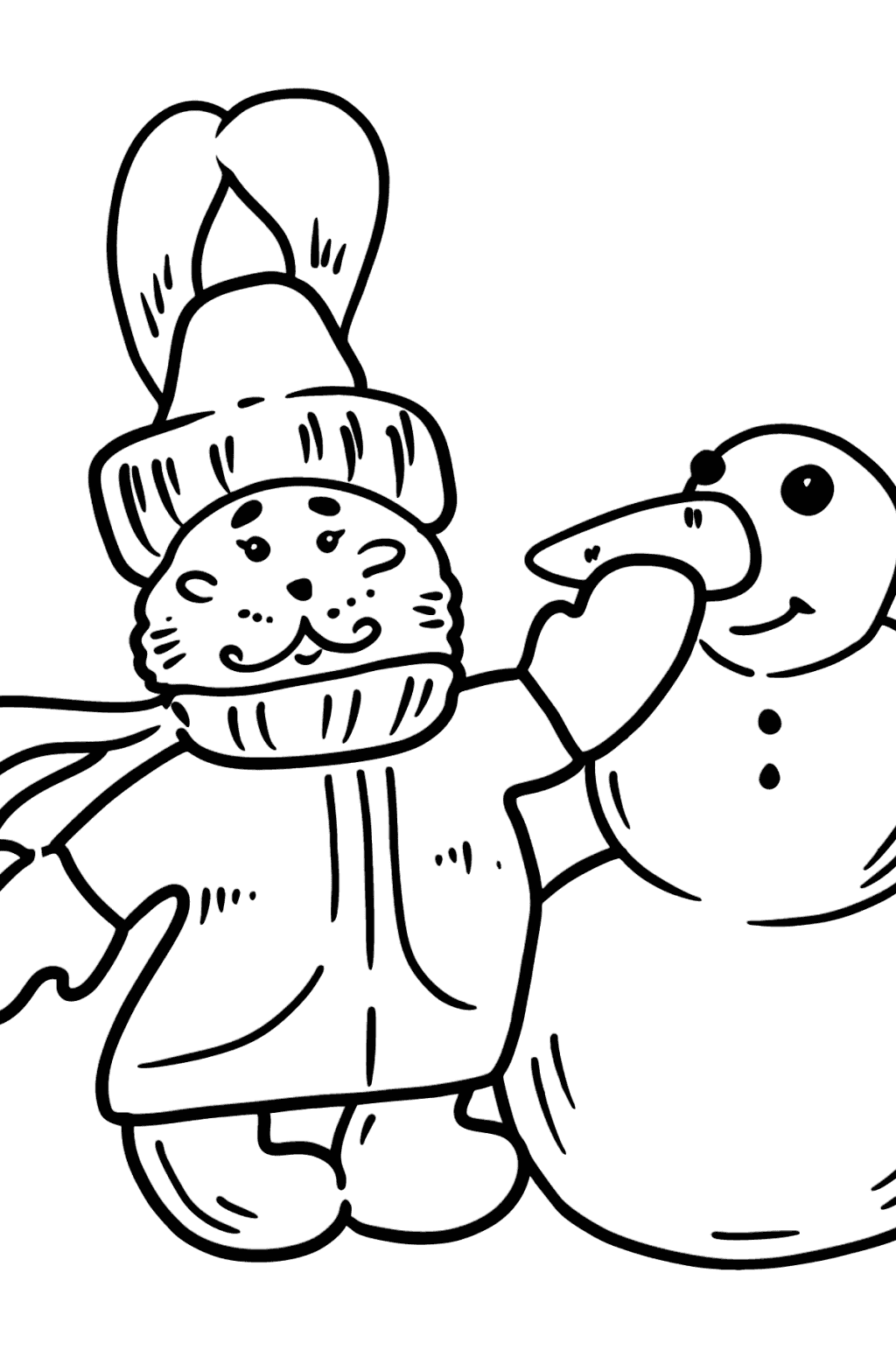 Bunny in Winter coloring page ♥ Print and Online Free!