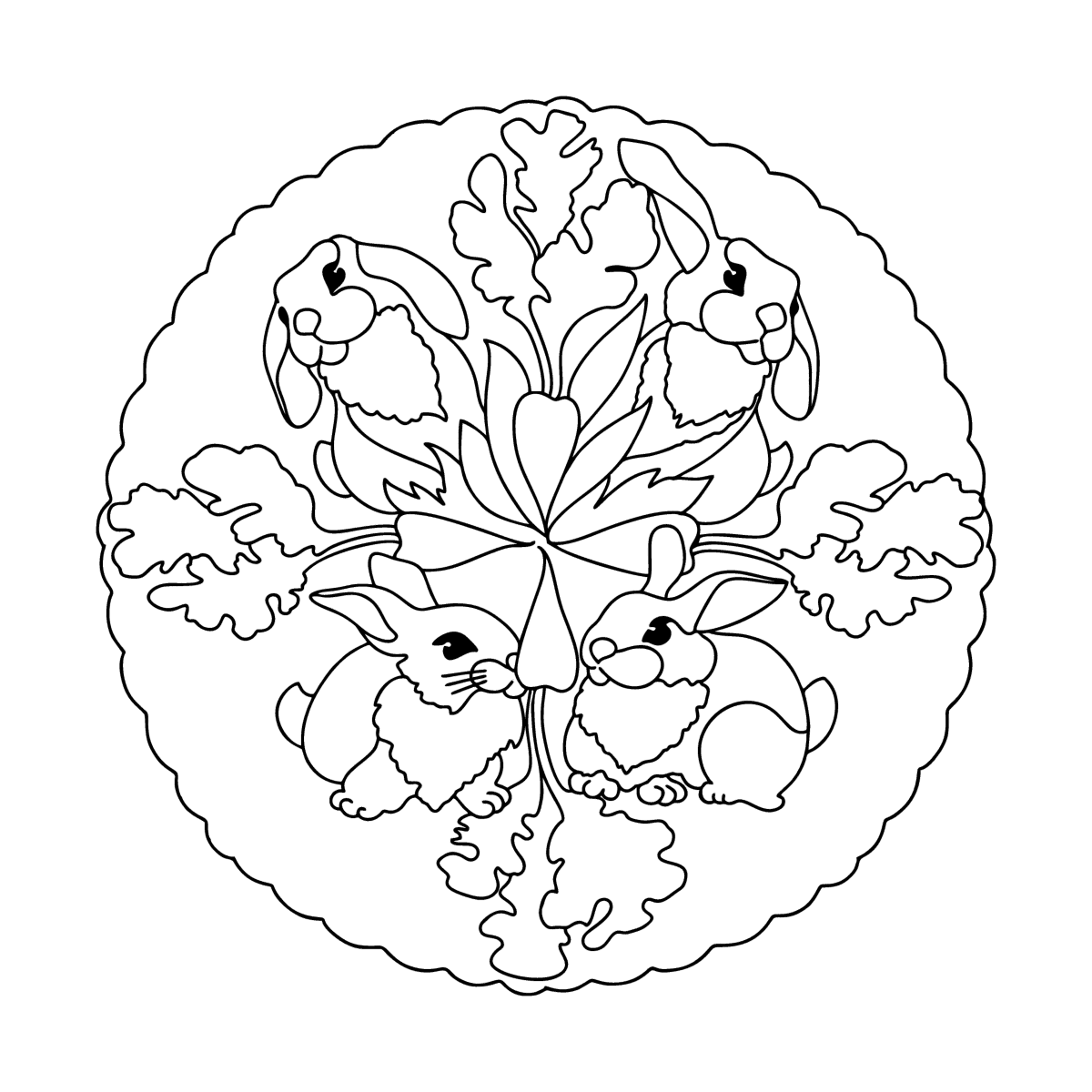 Mandala Bunny coloring page ♥ Online and Print for Free!