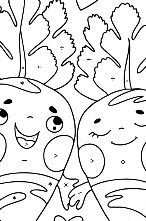 Tegning til farvning Gulerødder i kærlighed ♥ Online og Print gratis!