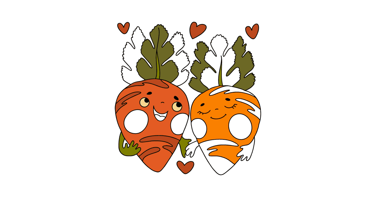 Carrots in love сolouring page ♥ Online and Print for Free!