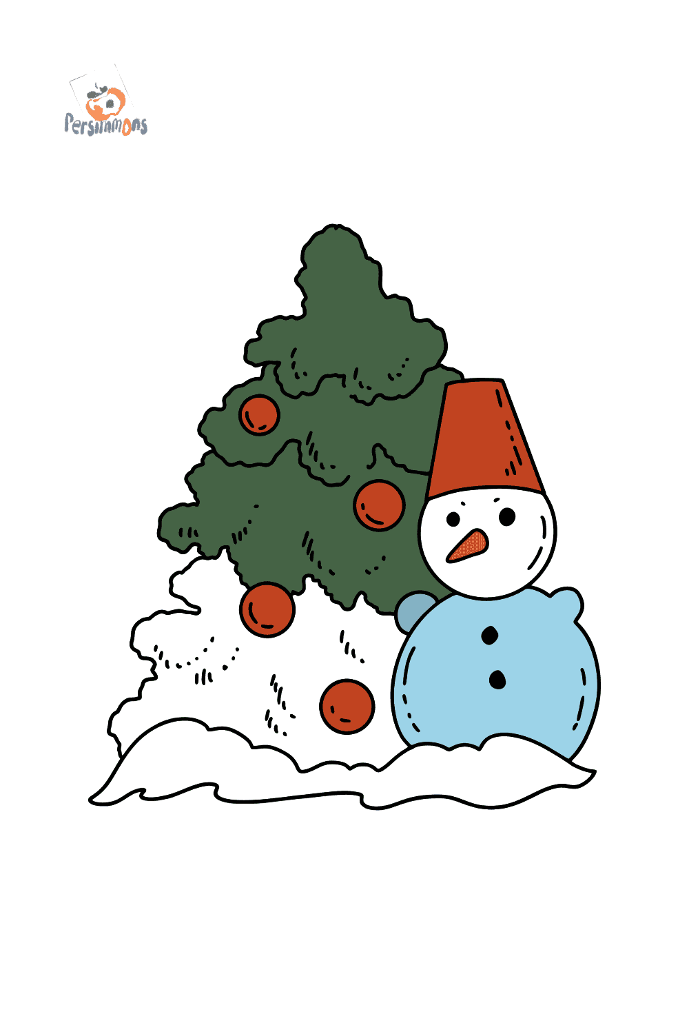 Christmas Tree and Snowman coloring page ♥ Online for Free!