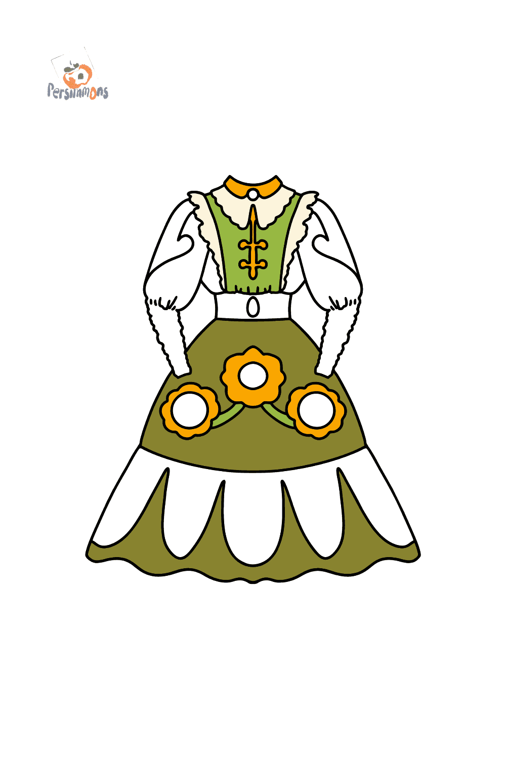 Coloring page with dress ♥ Online, and Print for Free!