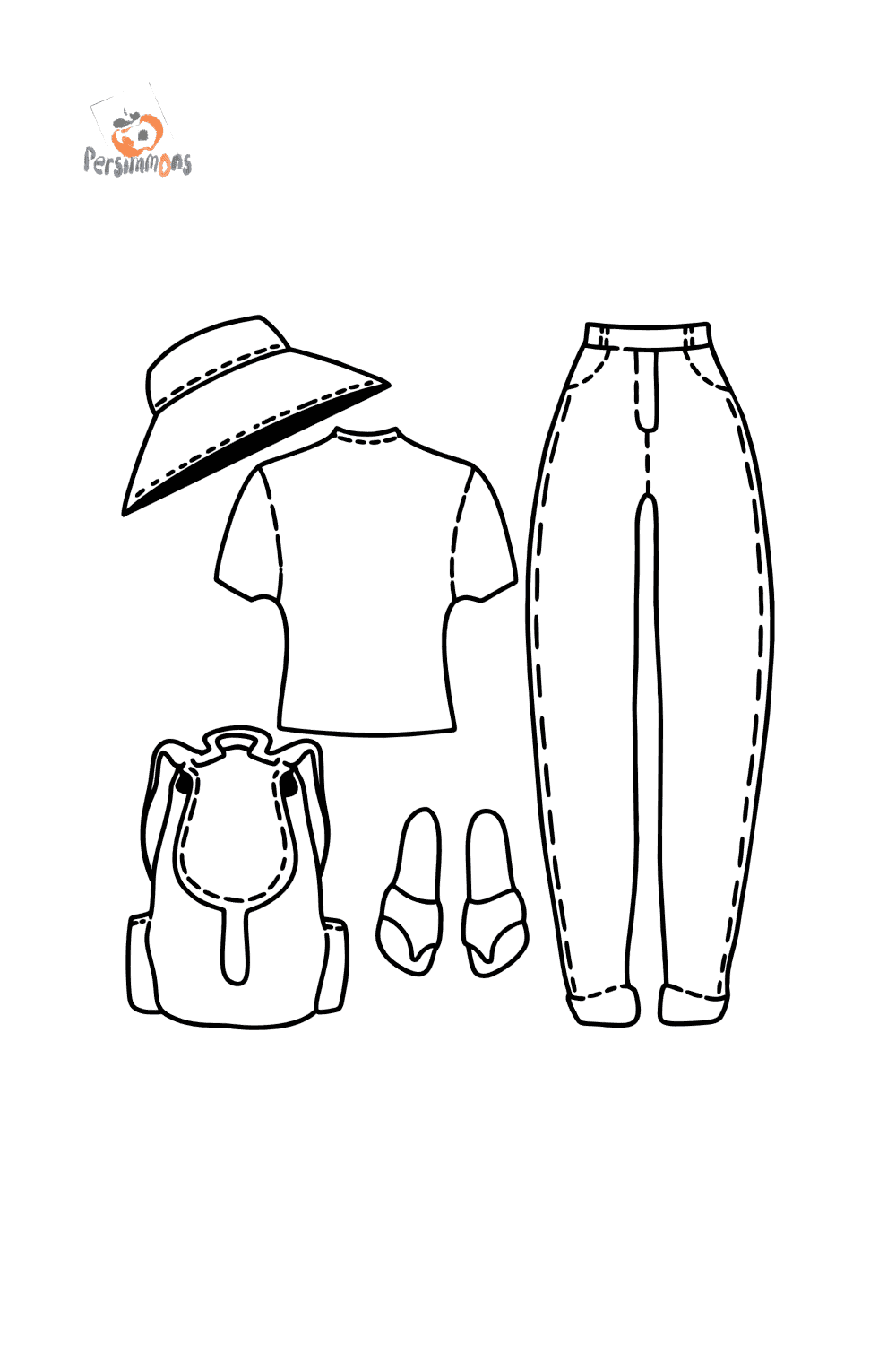 Dibujo de Ropa de verano para niña para colorear - en Línea