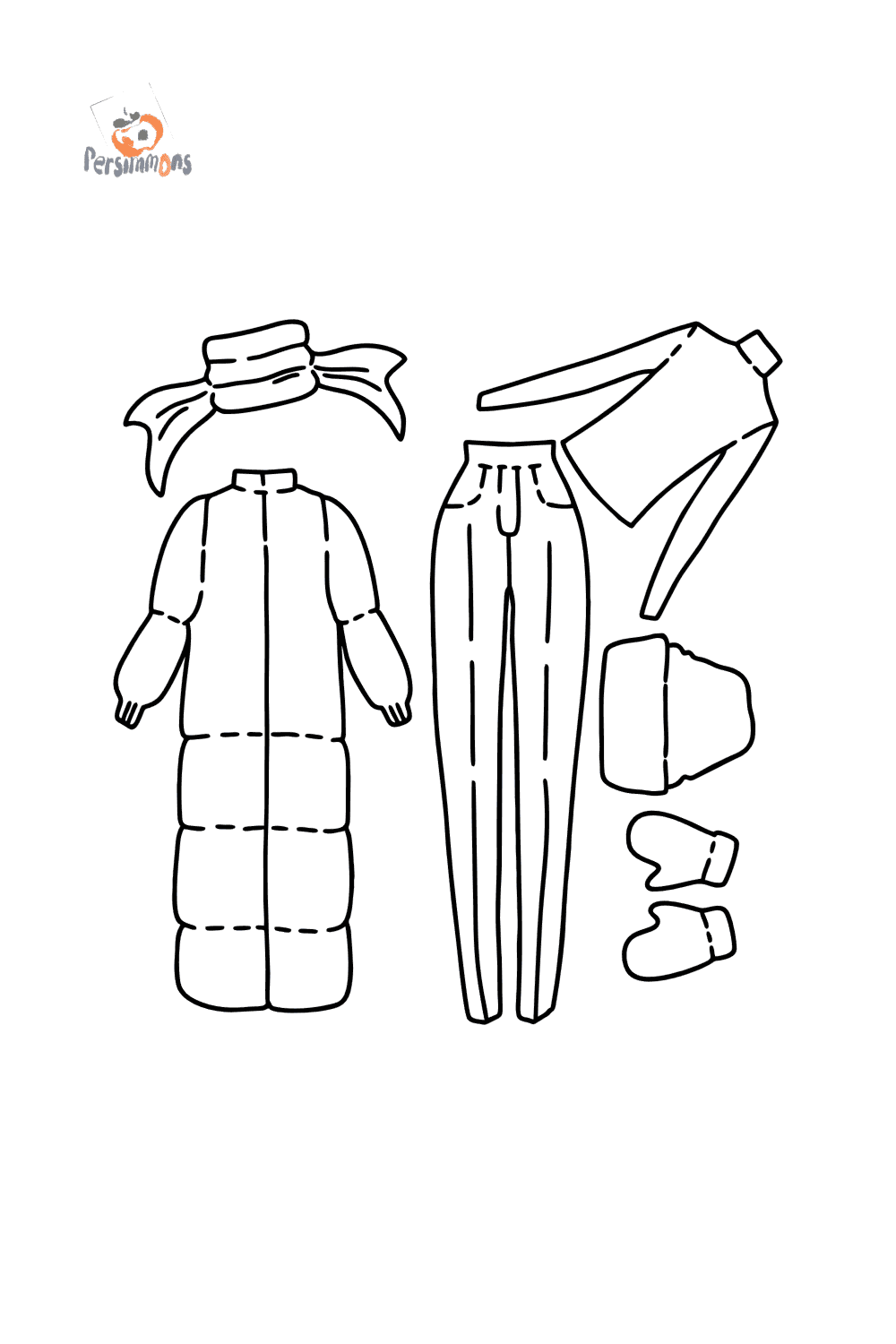 Dibujo de Ropa de invierno para colorear - Imprime y Colorea en Línea