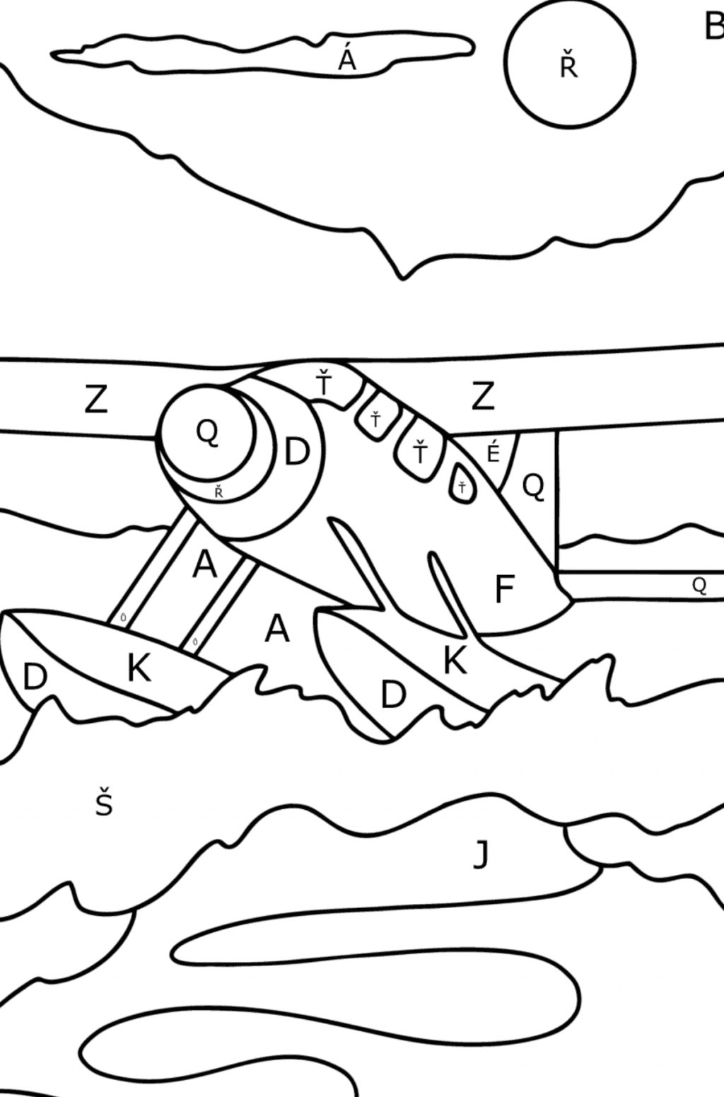 Omalovánka hydroplán ♥ Online a Tisk zdarma pro děti!