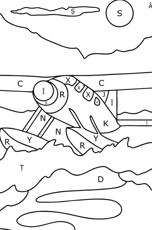 Desen de colorat hidroavion ♥ Online și Imprimați Gratuit!