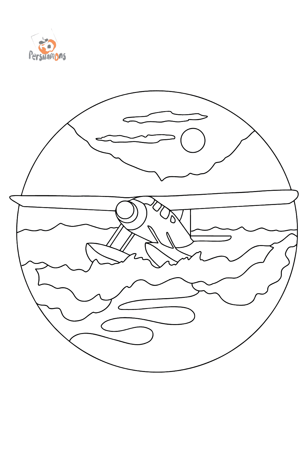 Dibujo de Hidroplano para Colorear Avión - Colorea en Línea