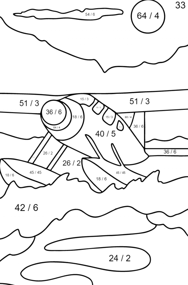 Dibujo de Hidroplano para Colorear Avión - Colorea en Línea