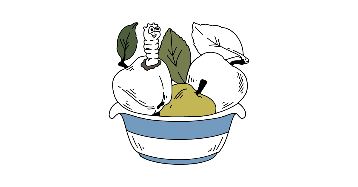 Desen de colorat mere și omida ♥ Online și Imprimați Gratuit!