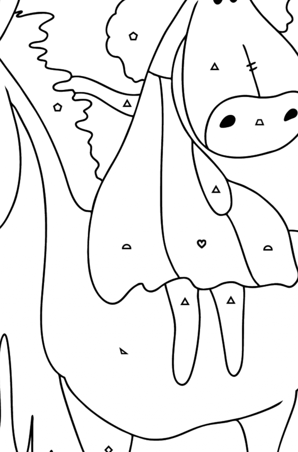 Mewarnai gambar kuda untuk ditunggangi - Online dan Cetak Gratis!