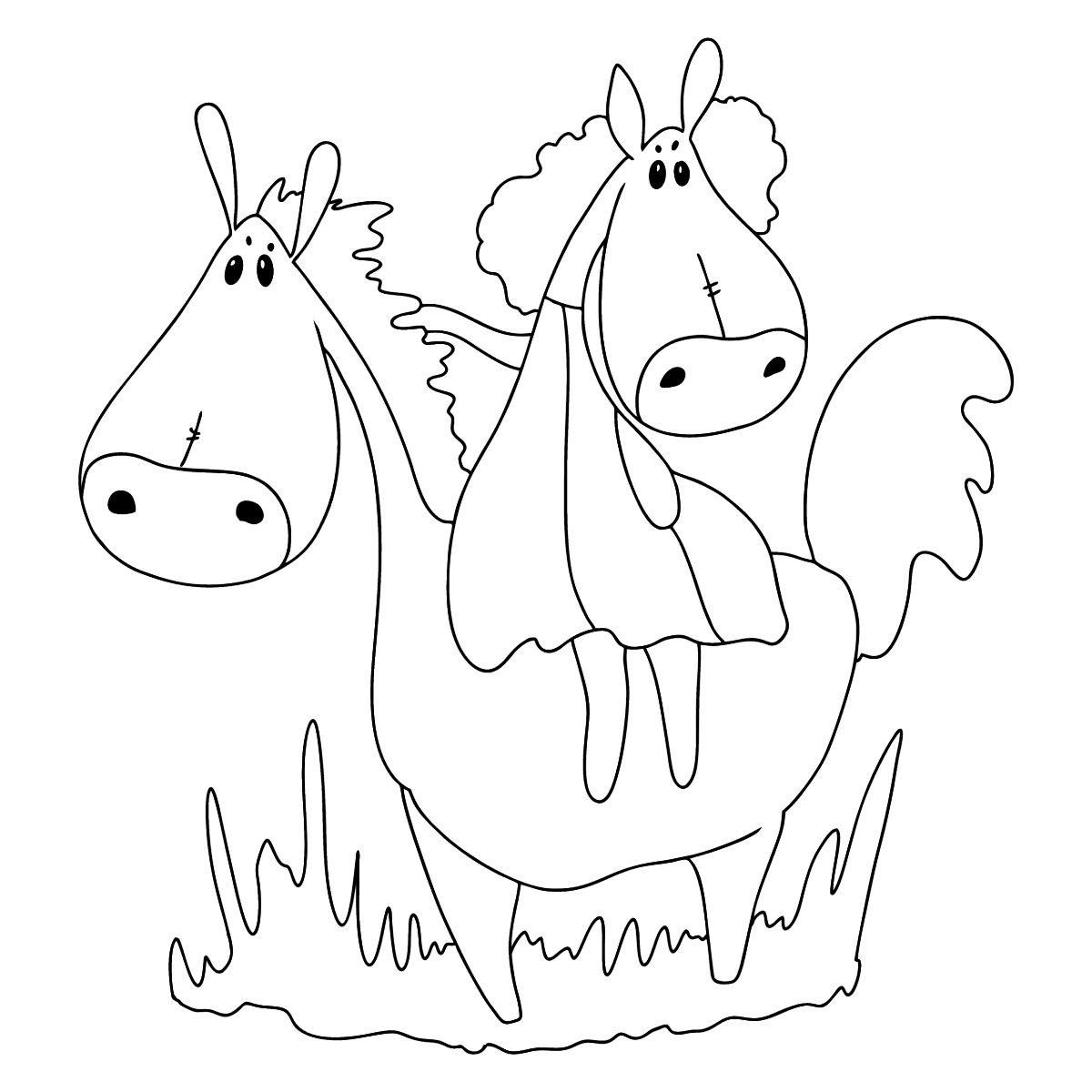 Mewarnai gambar kuda untuk ditunggangi - Online dan Cetak Gratis!