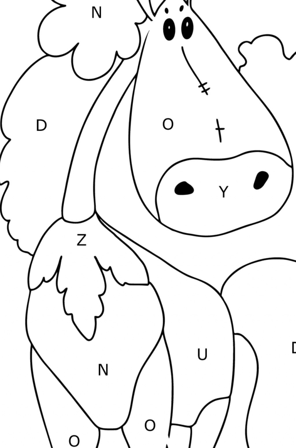 Desen de colorat cal fashionista (simplu) ♥ Online și Imprimați!