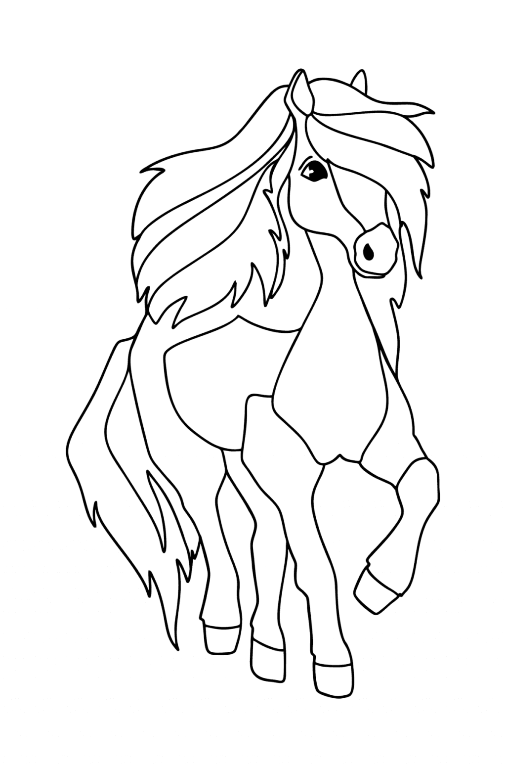 Mewarnai gambar kuda - Unduh, cetak, online untuk anak-anak!