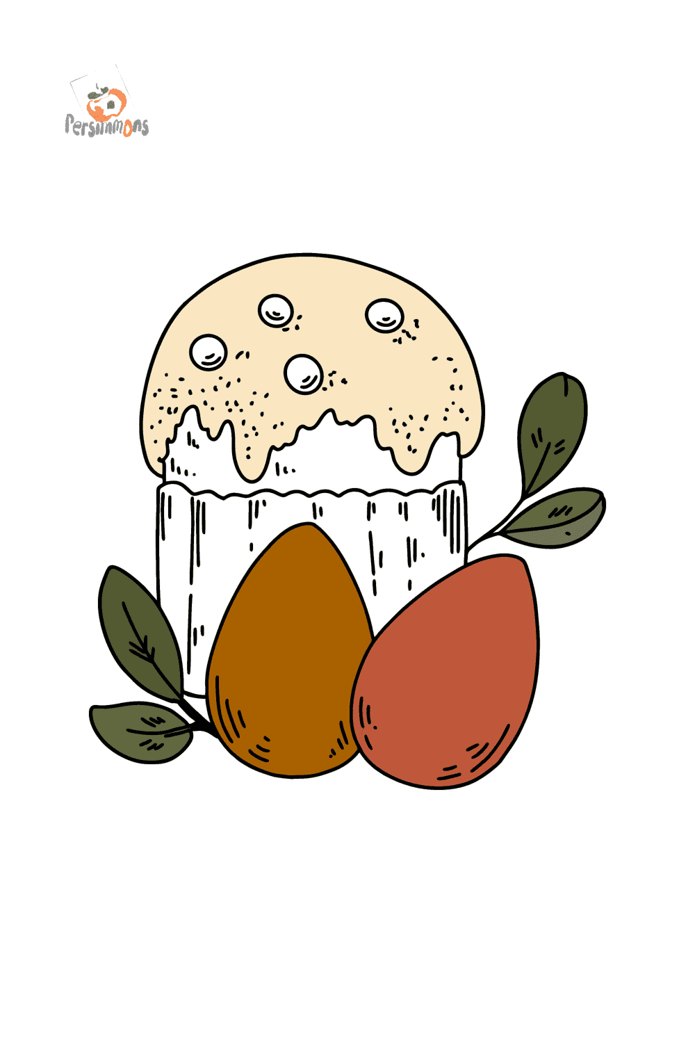 Coloring page - Easter cake and Painted Eggs ♥ Online and Print!