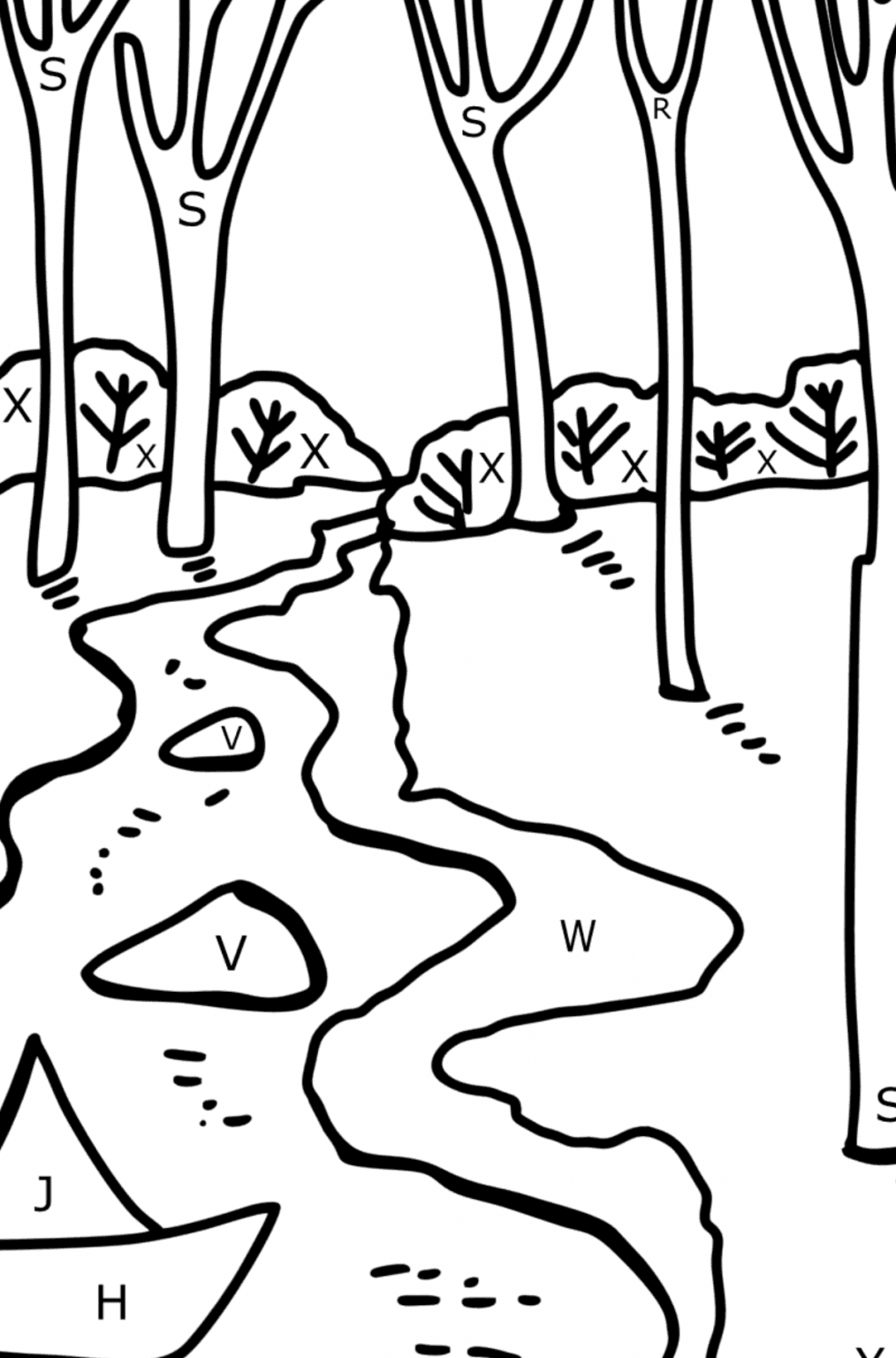 Spring Paper Boat and Stream coloring page ♥ Online!