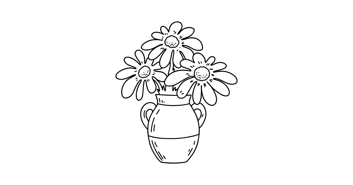 Summer Coloring page - Flowers in a vase ♥ Online and Print for Free!