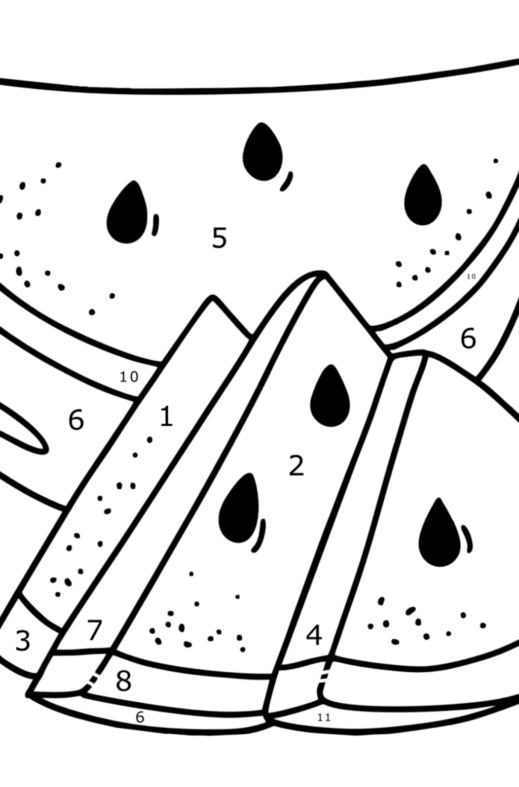 Summer Coloring page - Juicy Watermelon ♥ Online and Print for Free!