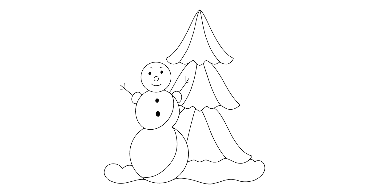 Snowman and Christmas Tree coloring page ♥ Online and Print for Free!