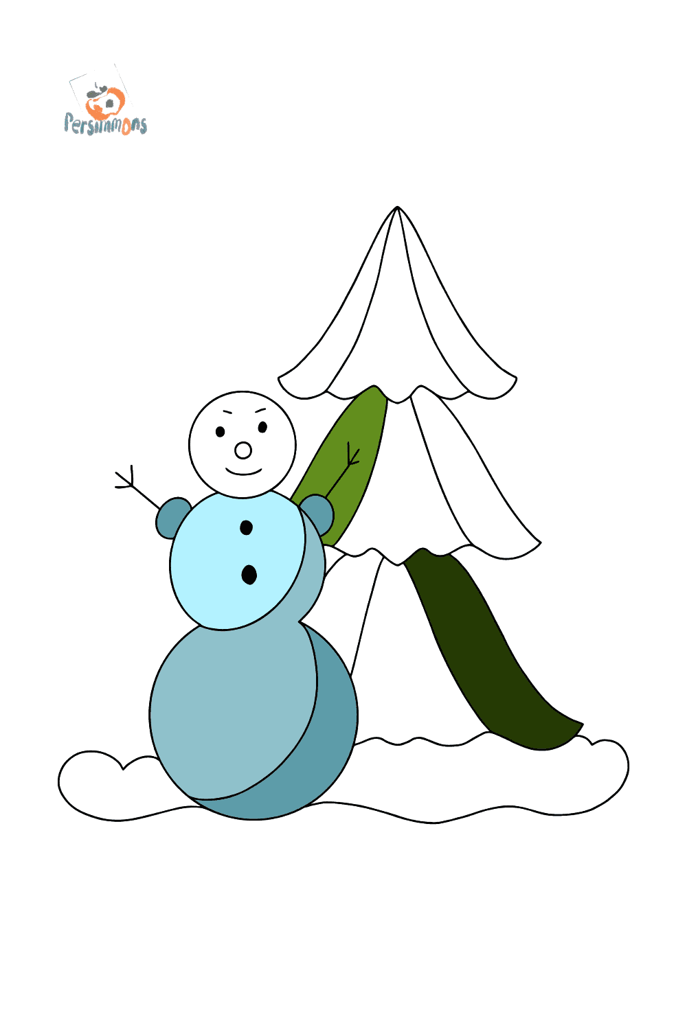 Snowman and Christmas Tree coloring page ♥ Online and Print for Free!