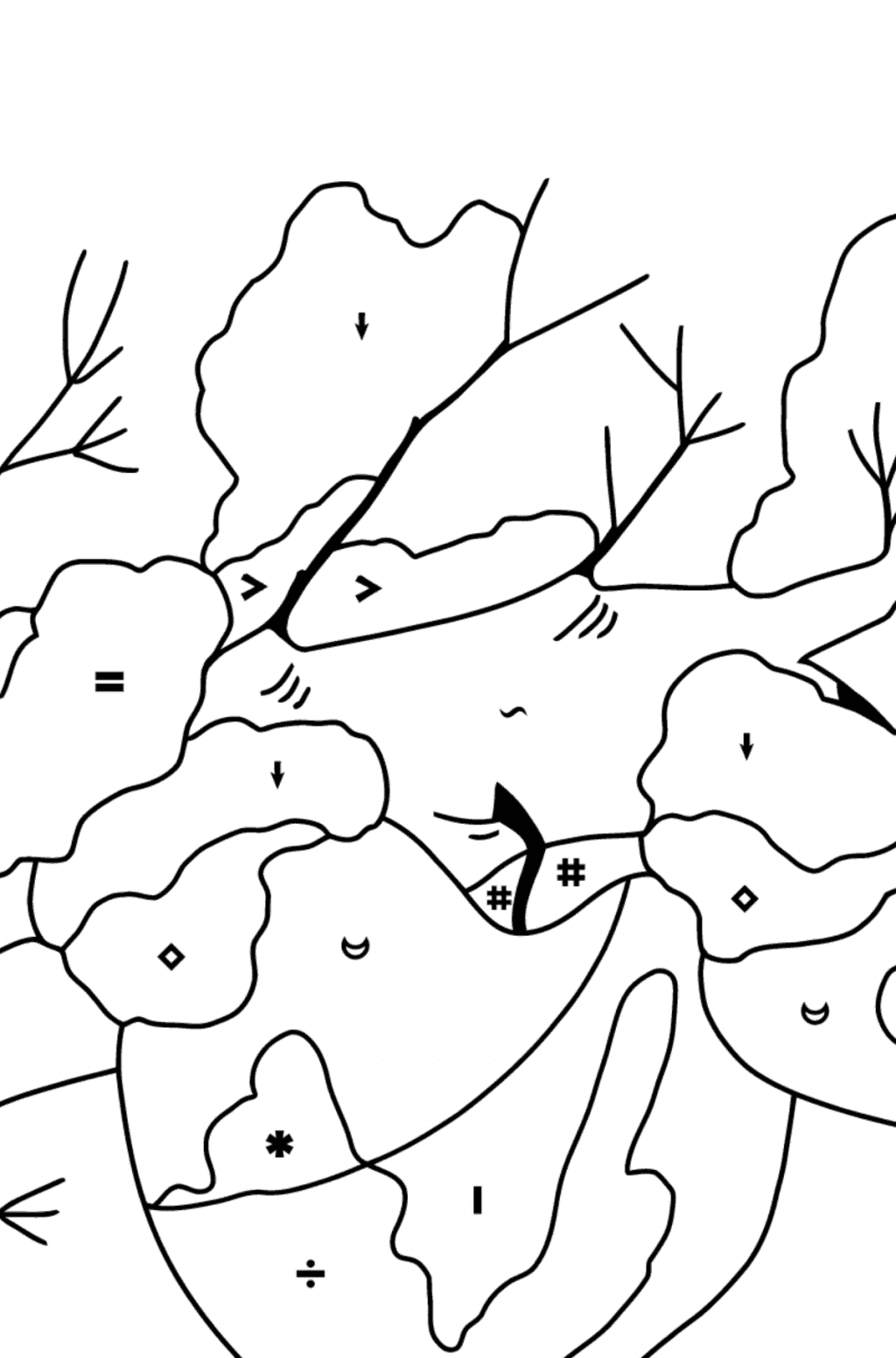 Boyama sayfası elma dalı (zor) | Coloring-for-Kids.com