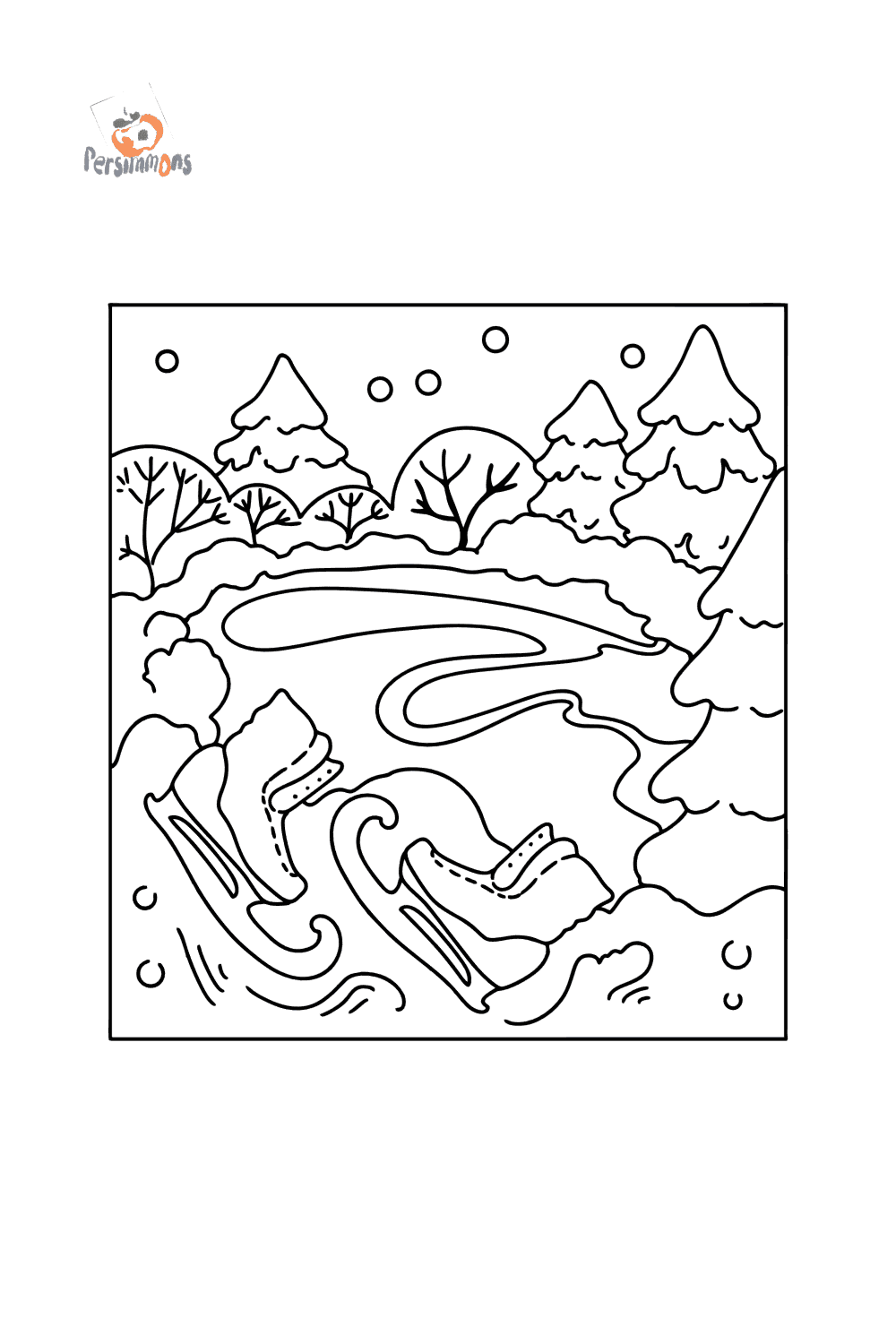 Tegning til farvning vinter og skøjter ♥ Online og Print gratis!